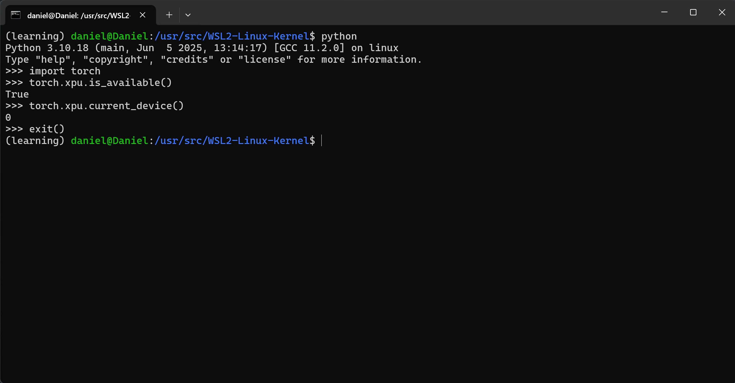 在 Intel GPU 上开始使用pytorch-xpu(WSL2) | daniel14311531's blog